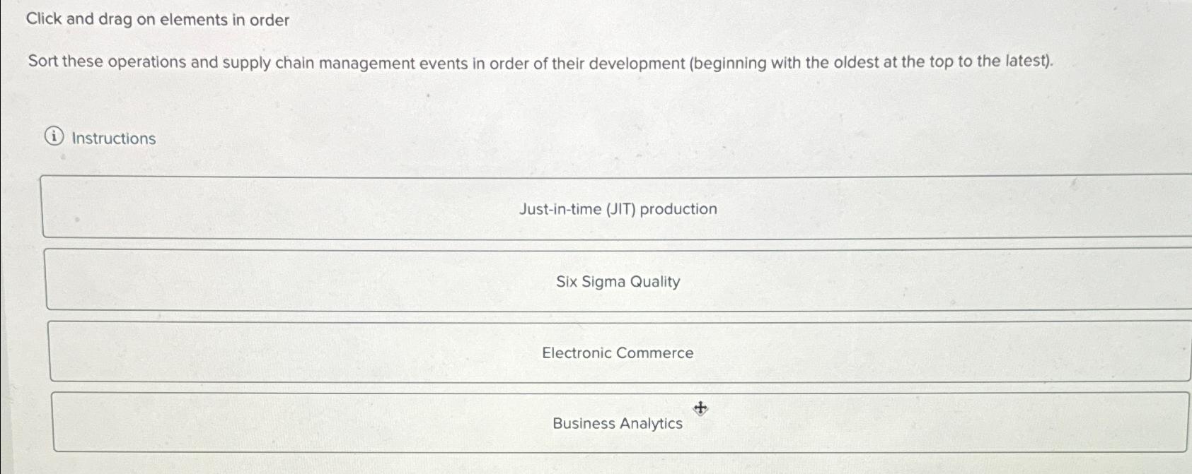 Solved Click and drag on elements in orderSort these | Chegg.com