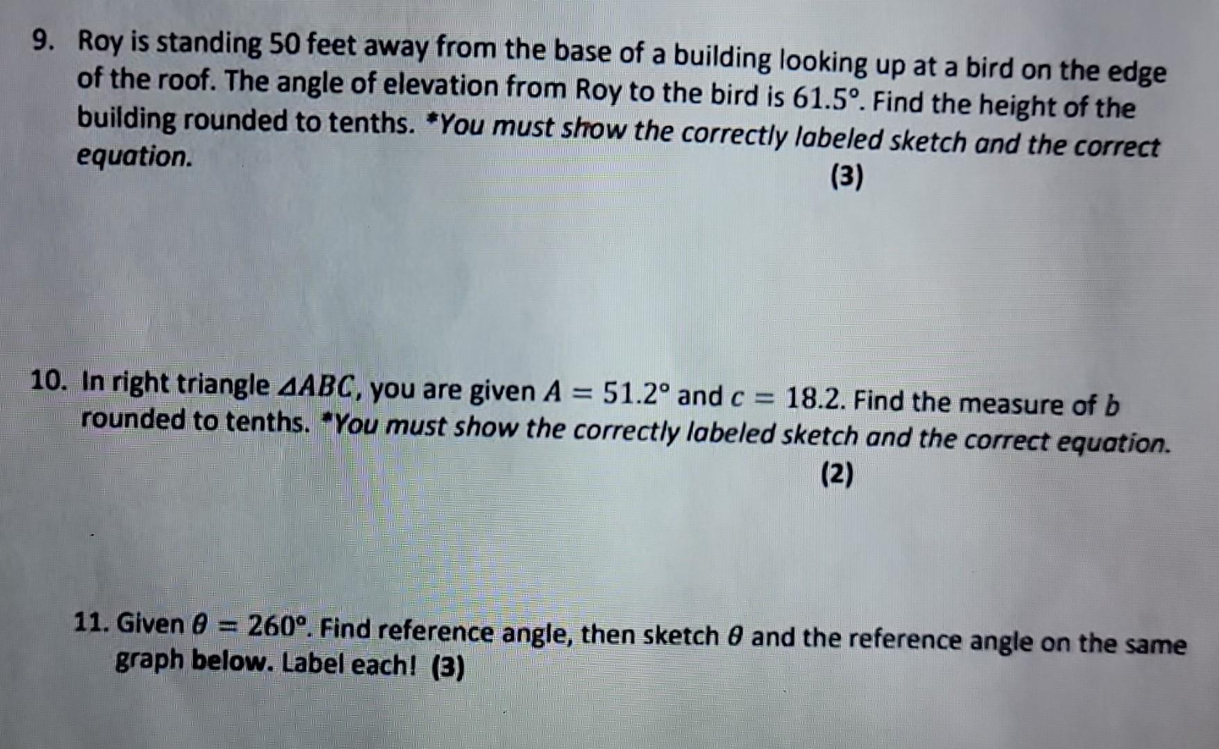 Solved 9. Roy is standing 50 feet away from the base of a | Chegg.com