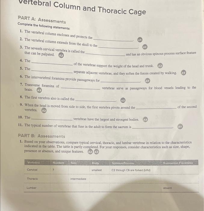 Solved PART A: Assessments Complete the following | Chegg.com
