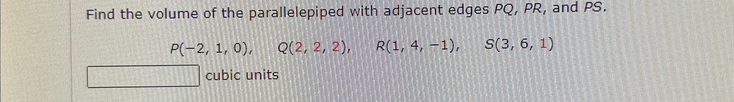 Solved Find the volume of the parallelepiped with adjacent | Chegg.com