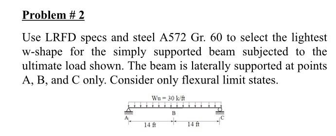 Solved Use LRFD specs and steel A572 Gr. 60 to select the | Chegg.com