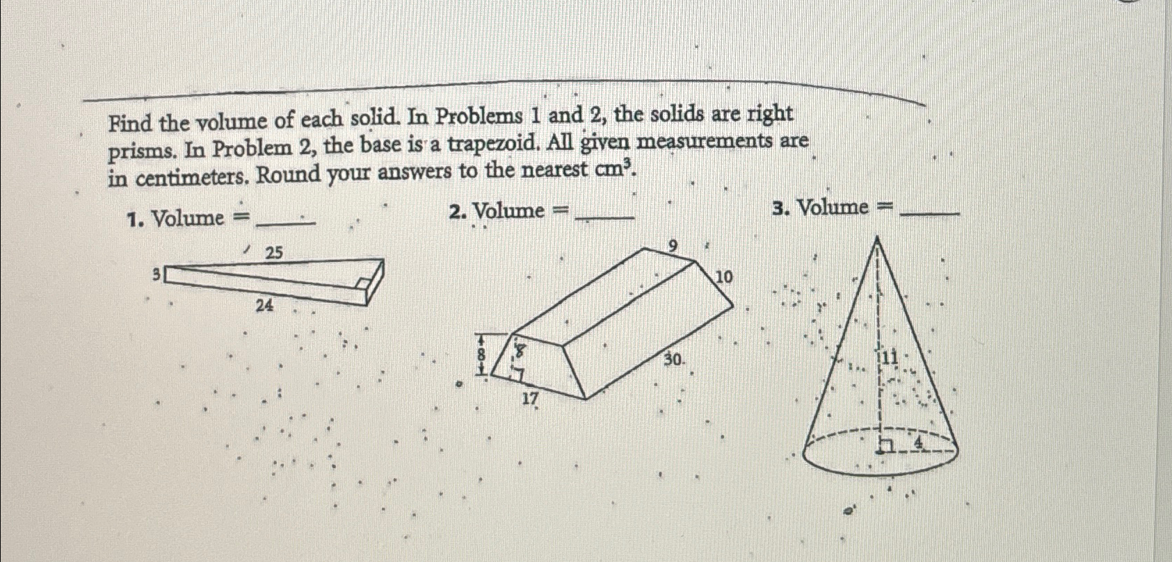 Solved Find the volume of each solid. In Problems 1 ﻿and 2, | Chegg.com
