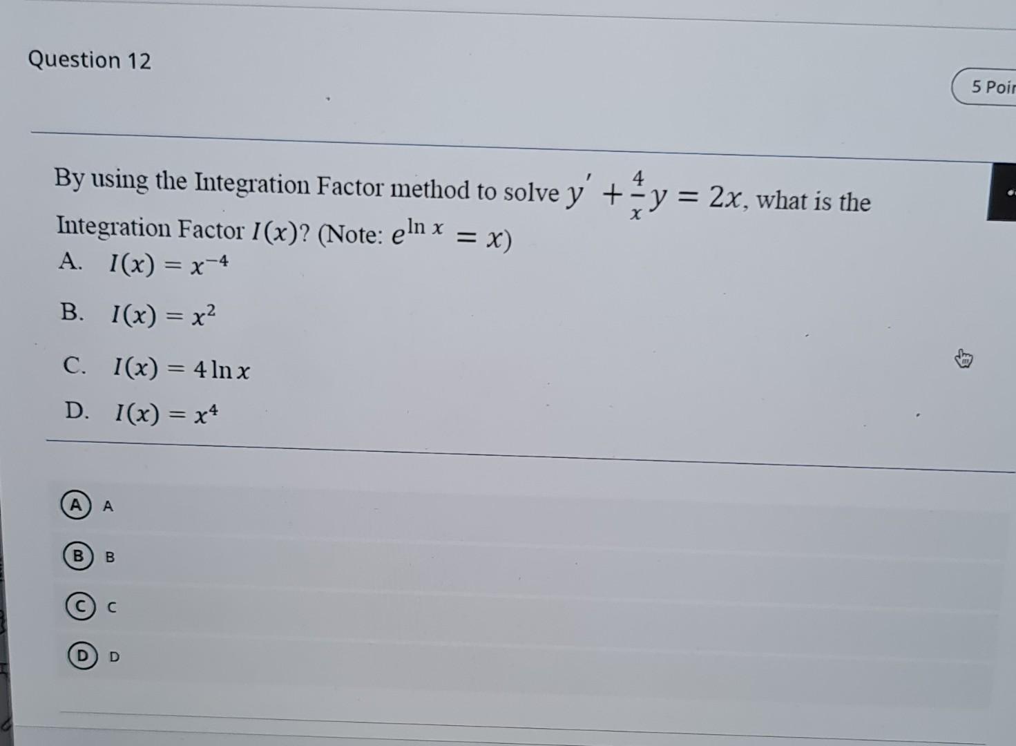 Solved Question 12 5 Poir 4 + By using the Integration | Chegg.com