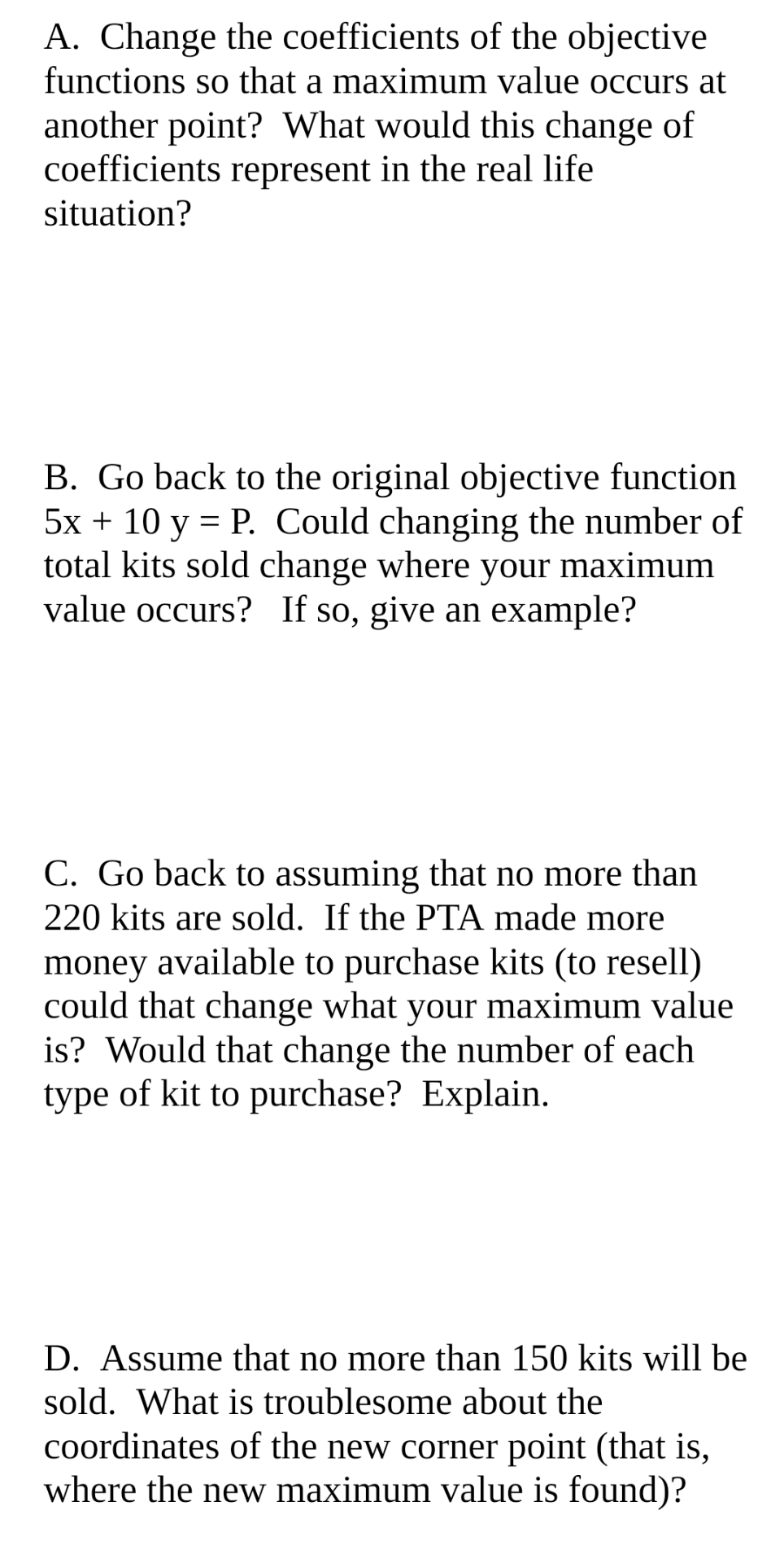 Solved A. Change the coefficients of the objective functions | Chegg.com