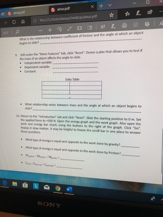 Name: The Ramp-PHET Simulation 1. Go to the PhET | Chegg.com