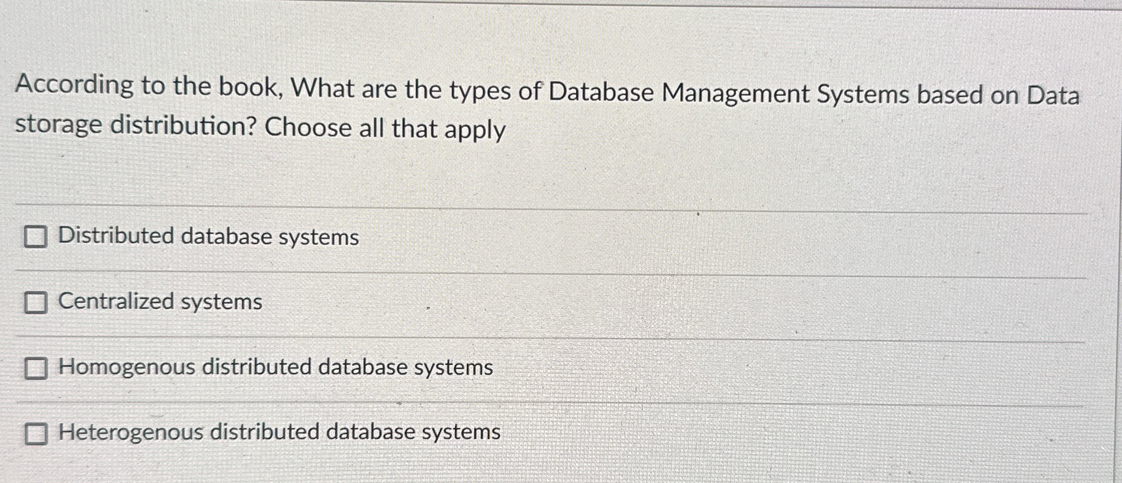 Solved According to the book, What are the types of Database | Chegg.com