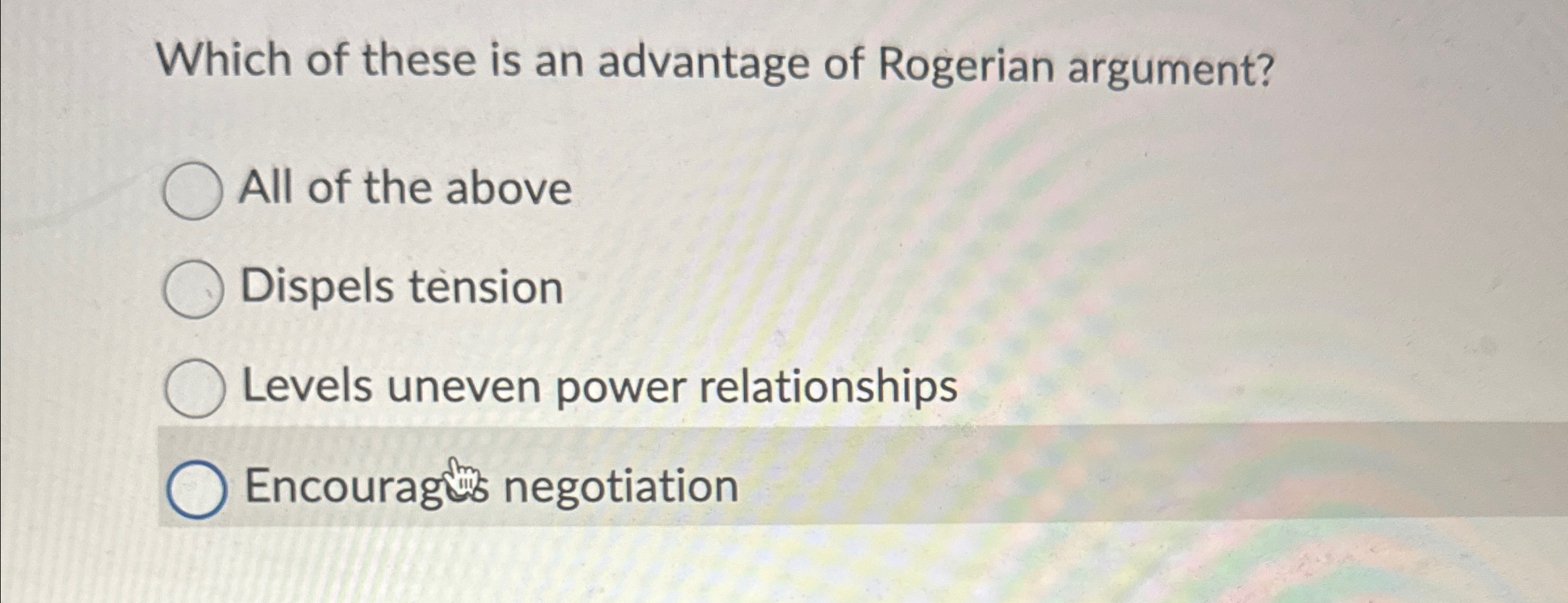 Solved Which of these is an advantage of Rogerian | Chegg.com