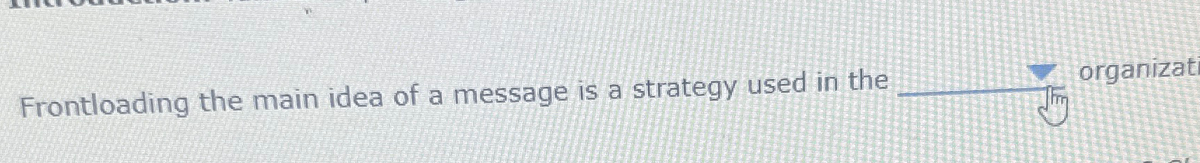 Solved Frontloading the main idea of a message is a strategy | Chegg.com