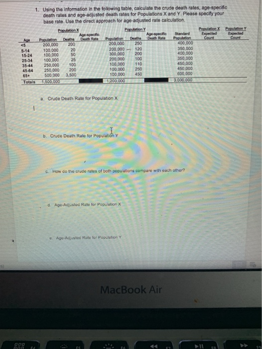 Solved 1. Using the information in the following table, | Chegg.com
