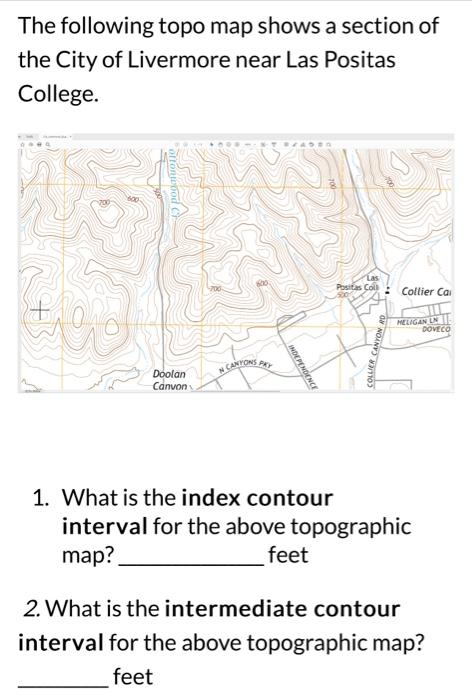 Solved The following topo map shows a section of the City of | Chegg.com