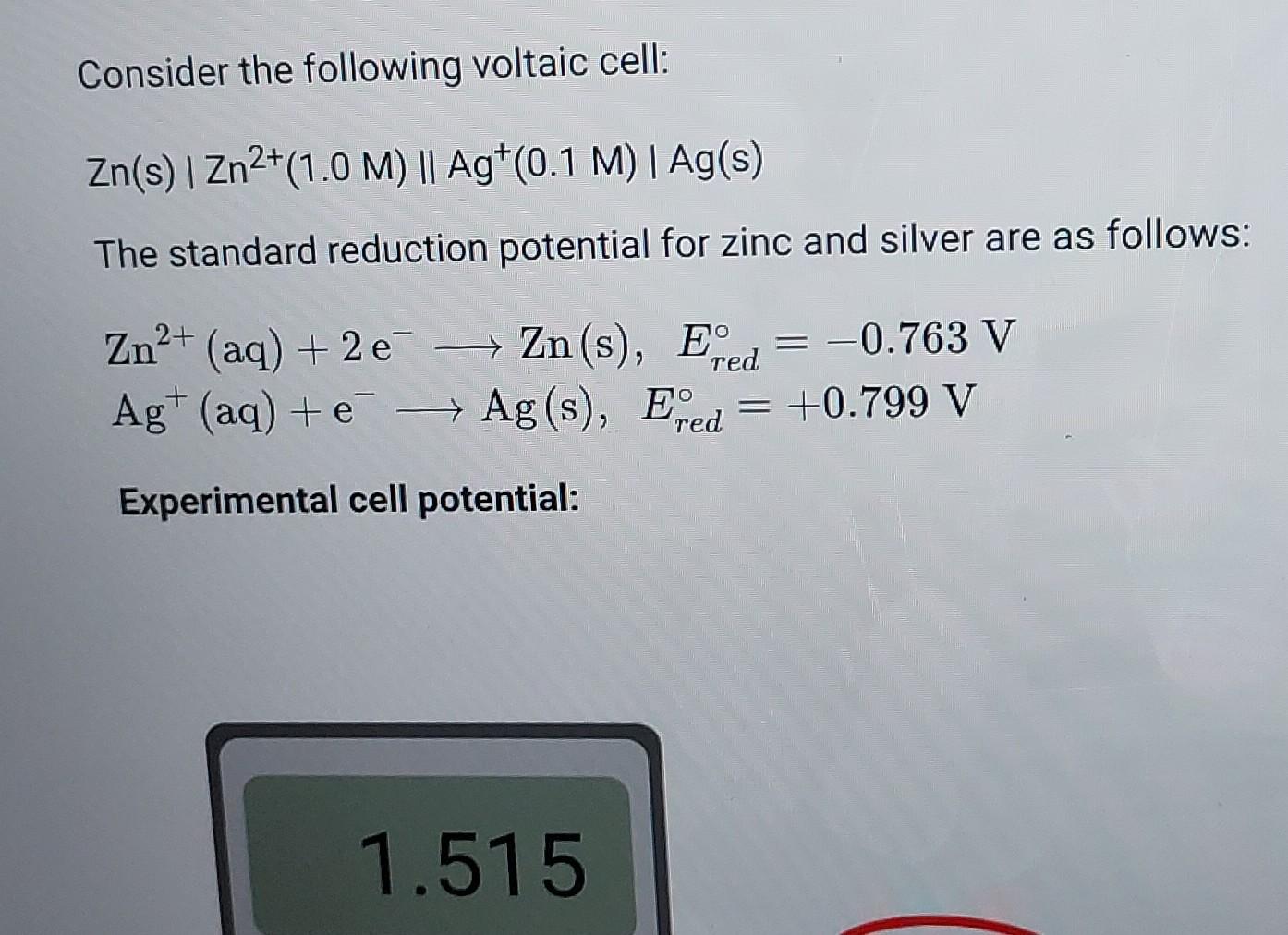 Solved Consider the following voltaic cell: | Chegg.com
