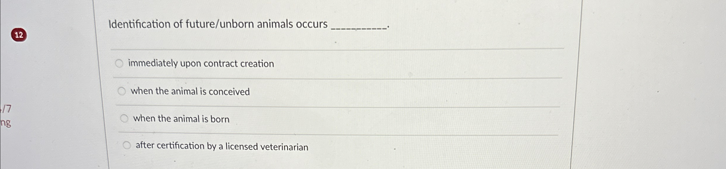 Solved Identification of future/unborn animals | Chegg.com