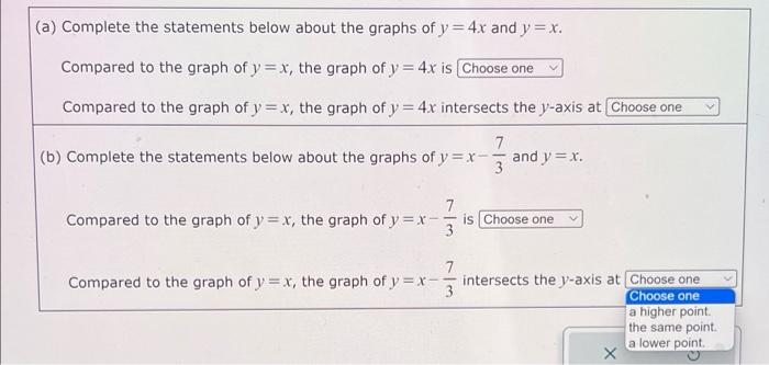 Solved (a) Complete the statements below about the graphs of | Chegg.com
