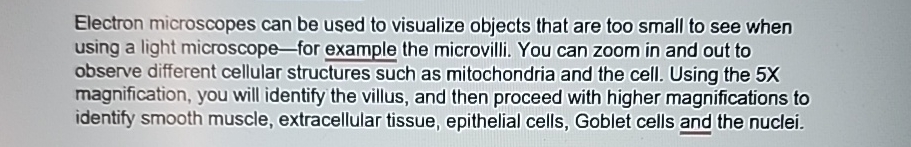 Solved Electron microscopes can be used to visualize objects | Chegg.com