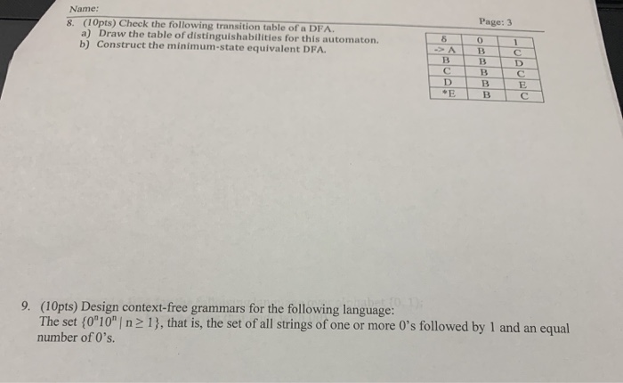 Solved Page: 3 Name: 8. (10pts) Check the following | Chegg.com