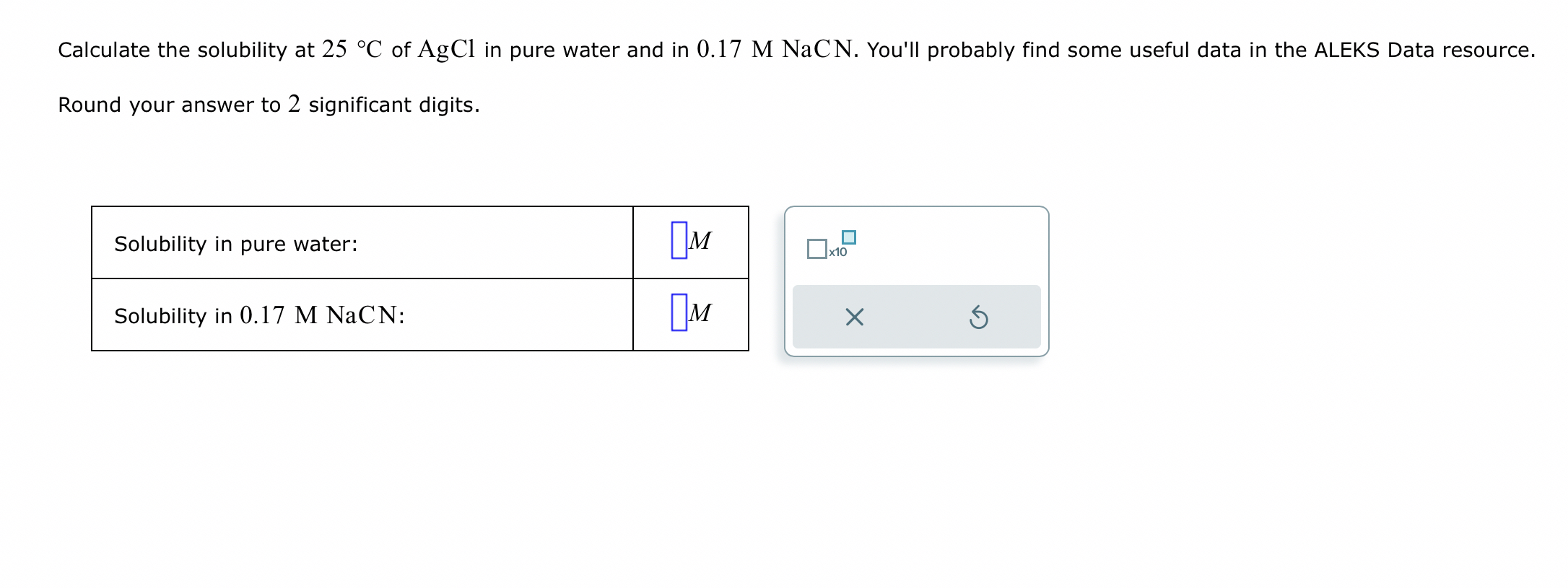 Solved Calculate the solubility at 25°C ﻿of AgCl in pure | Chegg.com