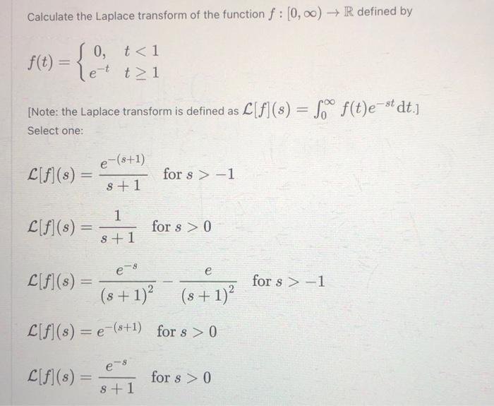 Solved Calculate the Laplace transform of the function | Chegg.com