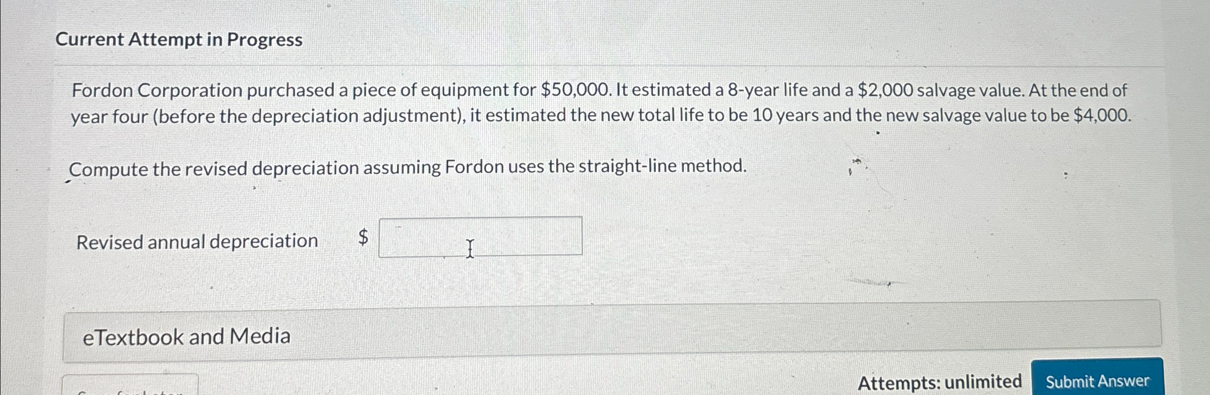 Solved Current Attempt in ProgressFordon Corporation | Chegg.com