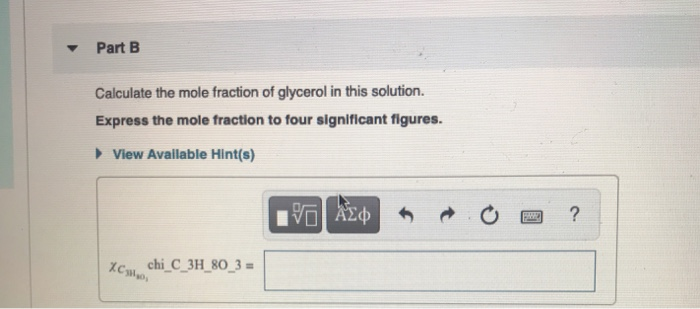 Solved A 2.950x10-2 M solution of glycerol (CH3O3) in water | Chegg.com