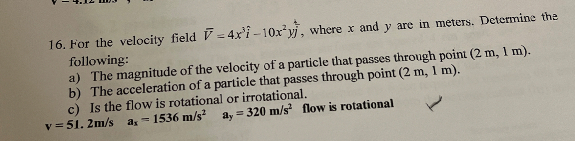 Solved For the velocity field | Chegg.com