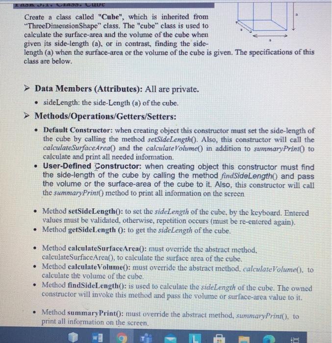 Solved Create a class called "Cube", which is inherited from | Chegg.com
