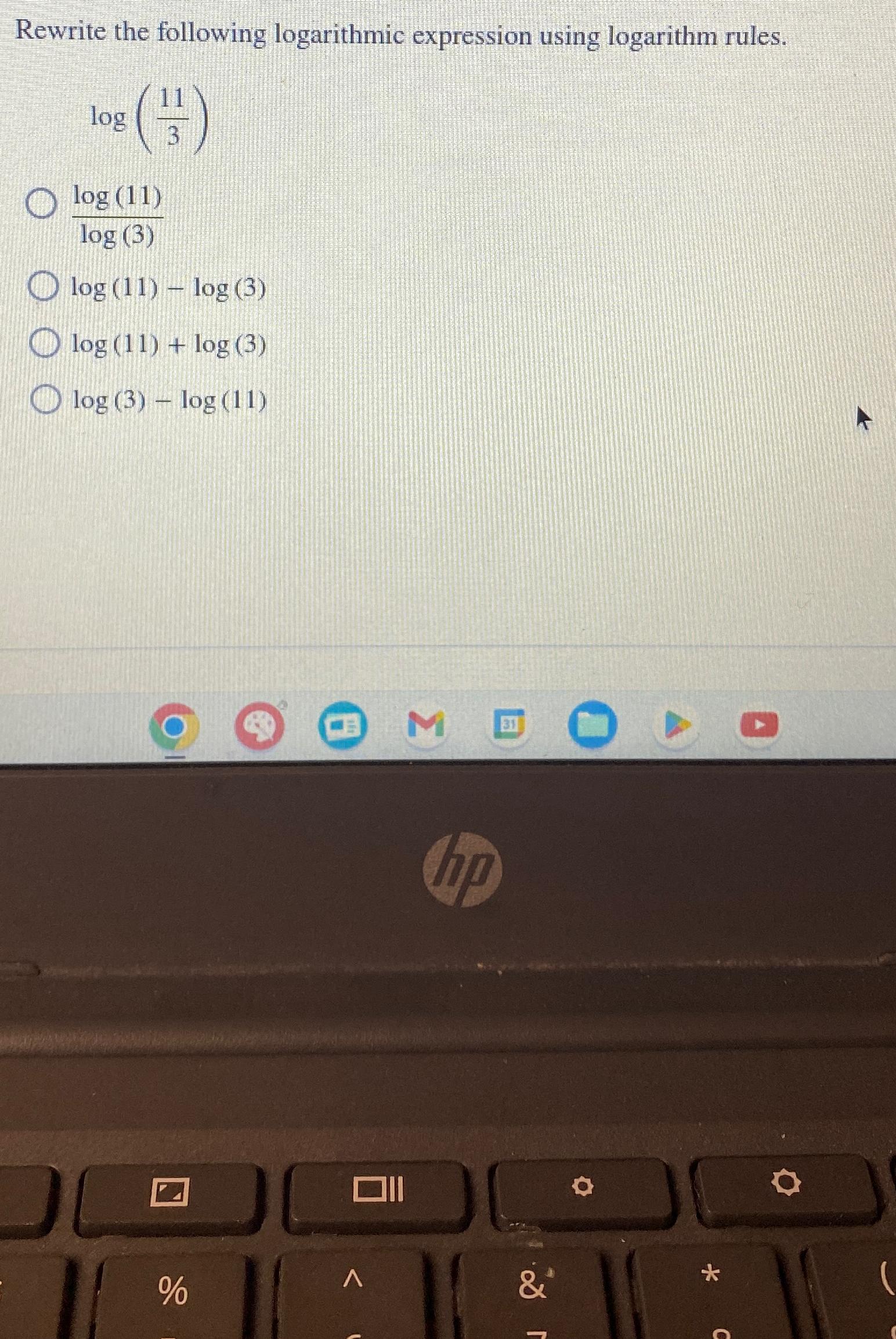 Solved Rewrite the following logarithmic expression using | Chegg.com