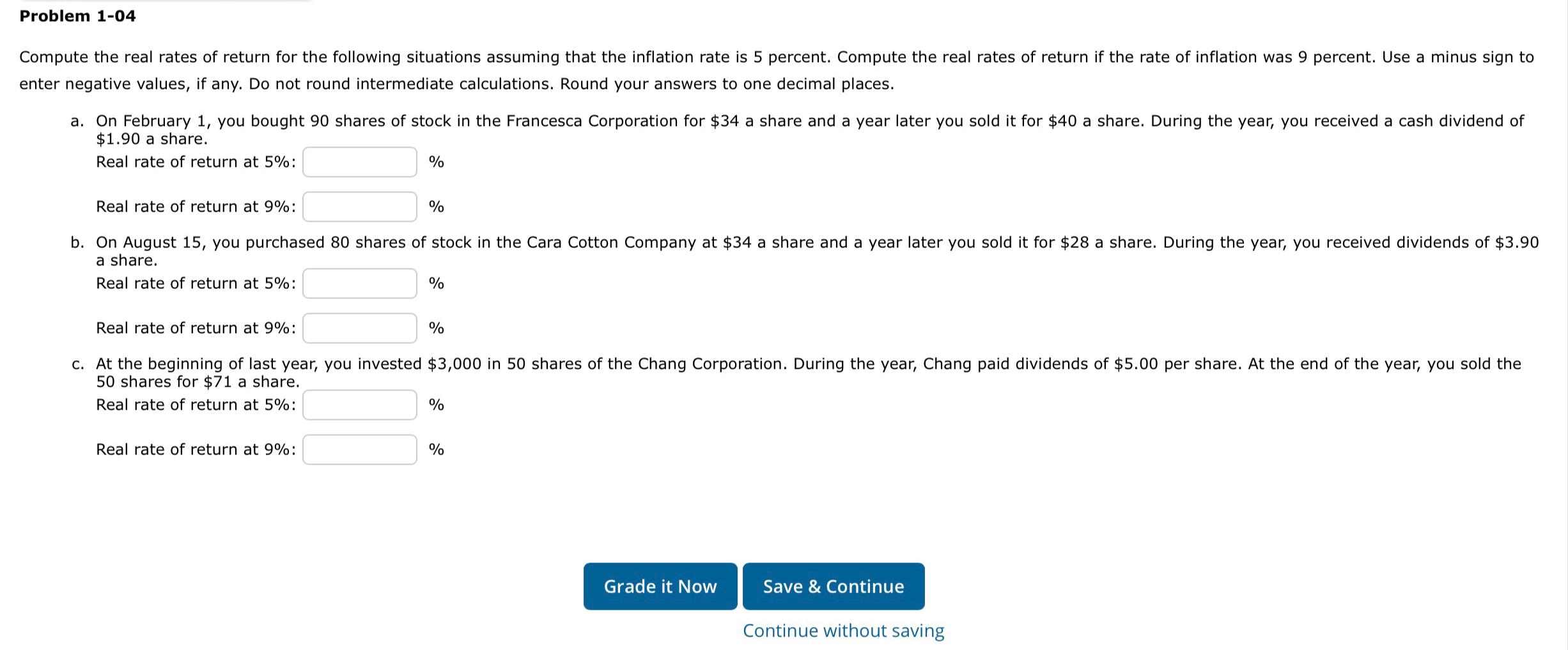 Solved Problem 1-04 ﻿enter negative values, if any. Do not | Chegg.com