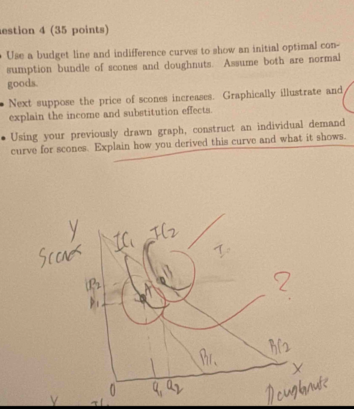 Solved estion 4 ( 35 ﻿points)Use a budget line and | Chegg.com