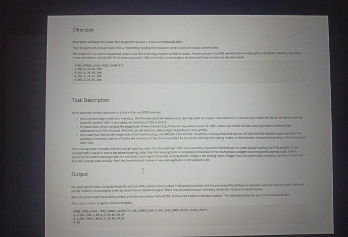 Solved ObjectiveTask Description 360+300.OutputItivi | Chegg.com