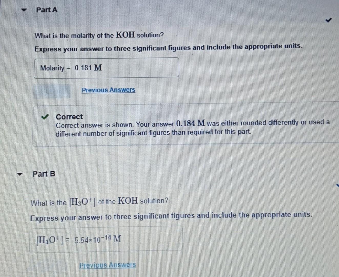 Solved What is the molarity of the KOH solution? Express | Chegg.com