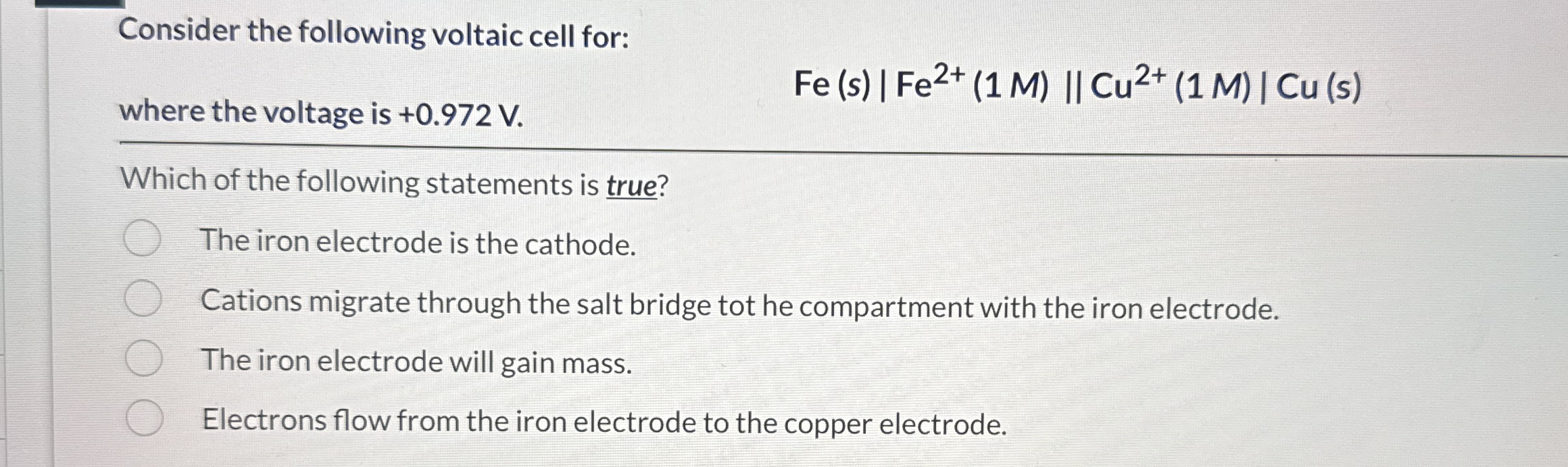 Solved Consider the following voltaic cell for:where the | Chegg.com