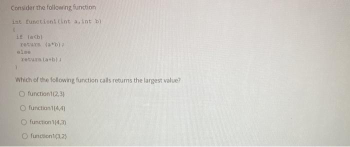 Solved Consider the following function int function1(int | Chegg.com