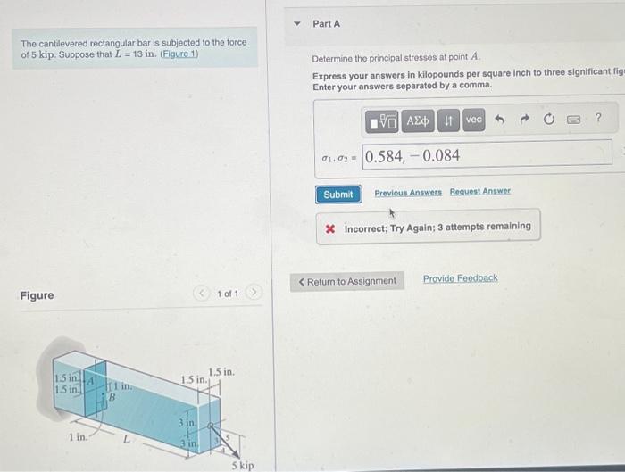 Solved The cantlevered rectangular bar is subjected to the | Chegg.com