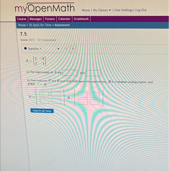 Solved myOpenMath Course Messages Forums Calendar Gradebook | Chegg.com