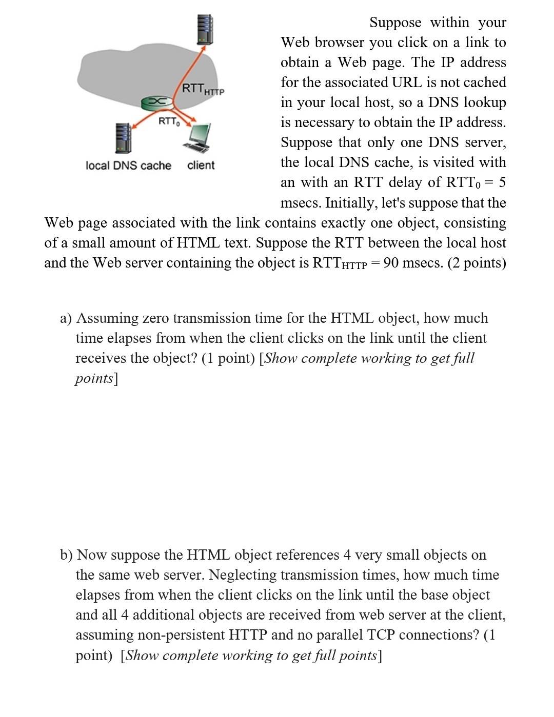 Solved RTT HTTP Suppose within your Web browser you click on | Chegg.com