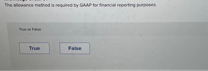 Solved The allowance method is required by GAAP for | Chegg.com