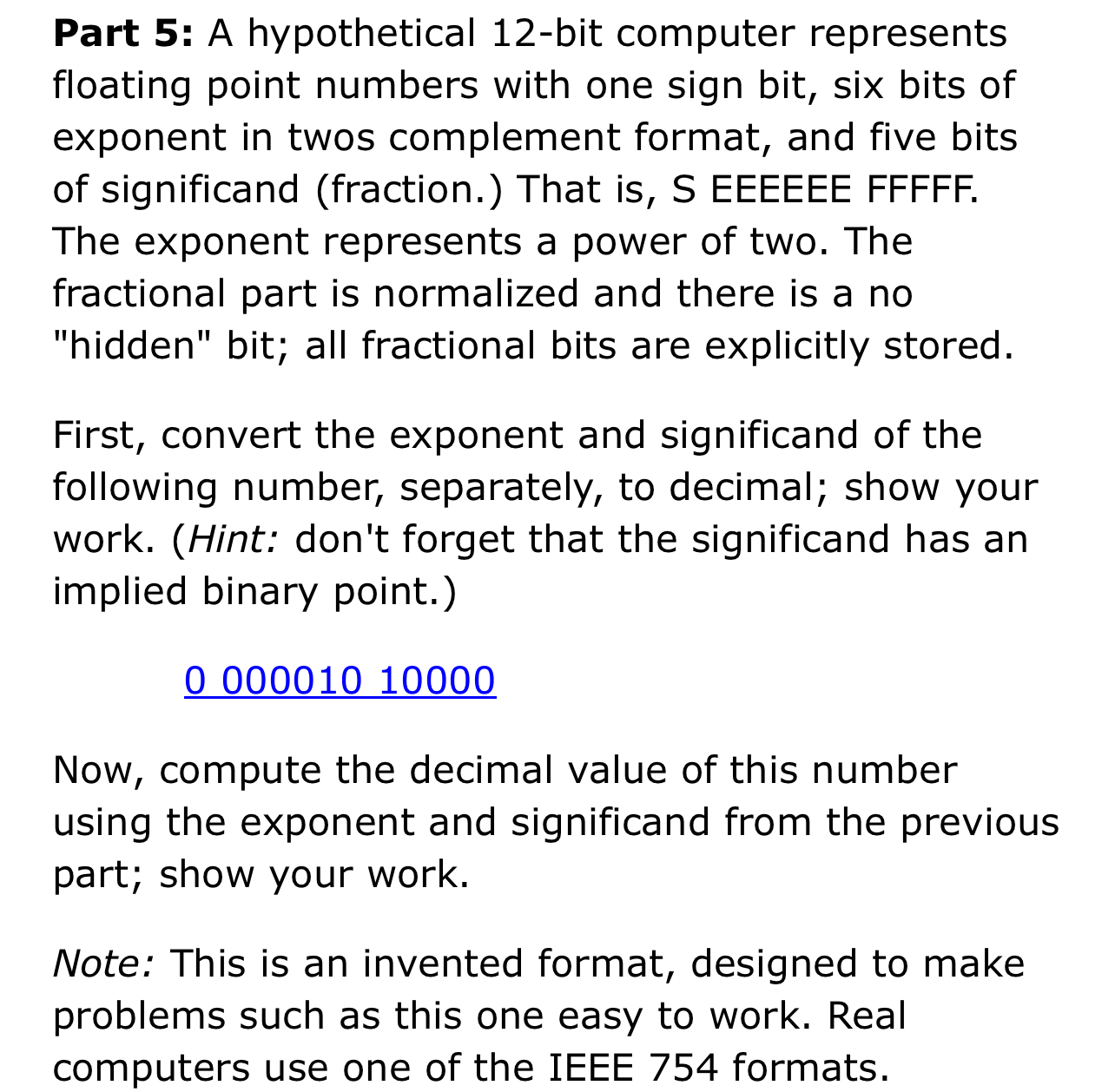 Solved Part 5 A Hypothetical 12 Bit Computer Represents 