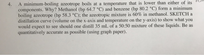 Solved 4. A minimum-boiling azeotrope boils at a temperature | Chegg.com