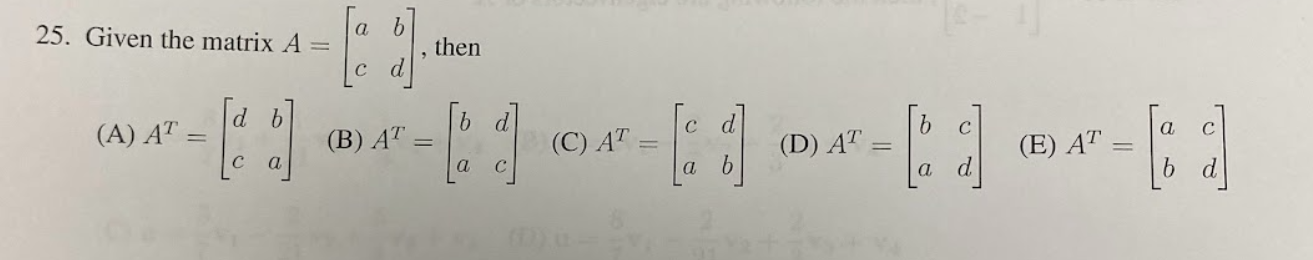 Solved Given the matrix A=[abcd], | Chegg.com