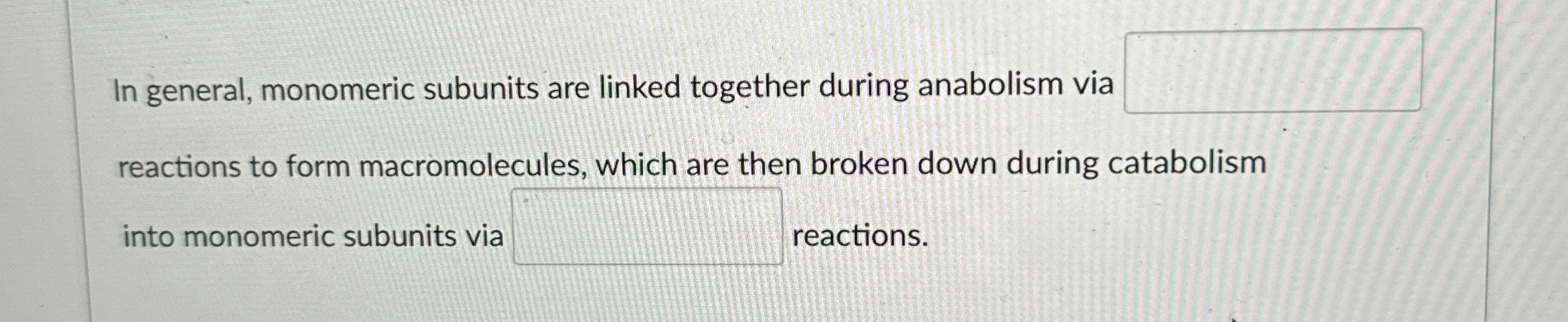 Solved In general, monomeric subunits are linked together | Chegg.com