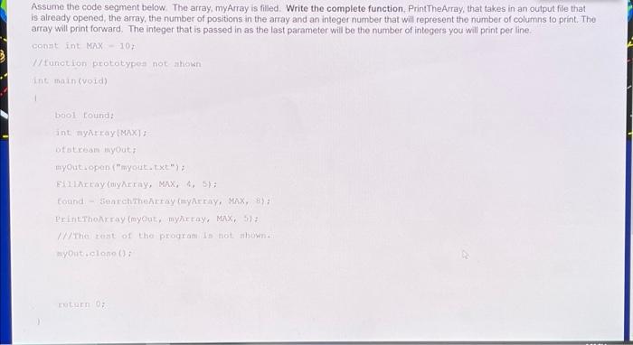 Solved Assume the code segment below. The array, myArray is | Chegg.com
