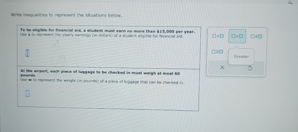 Solved Write inequalities to represent the situations | Chegg.com