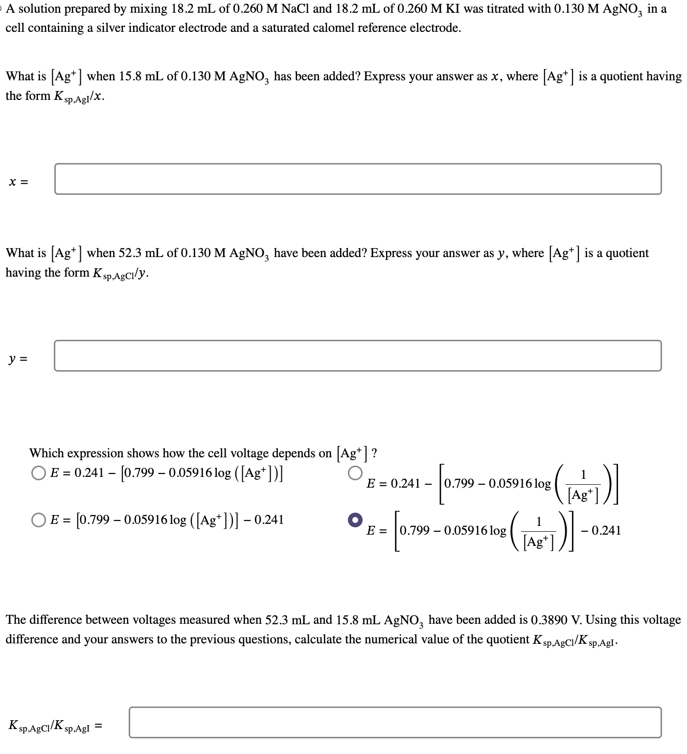 Solved A solution prepared by ﻿mixing 18.2 mL of 0.260 M | Chegg.com