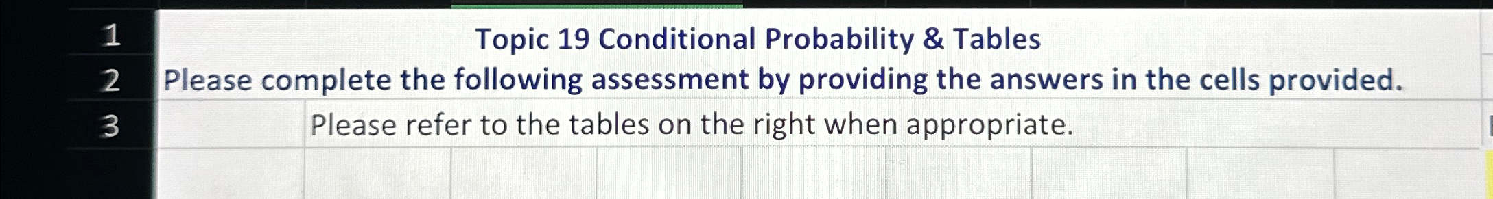 Topic 19 ﻿Conditional Probability & TablesPlease | Chegg.com