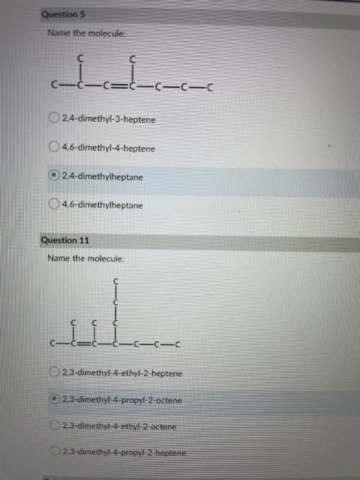 Solved Name the mofecule: 2.4-dimethyl-3-heptene | Chegg.com