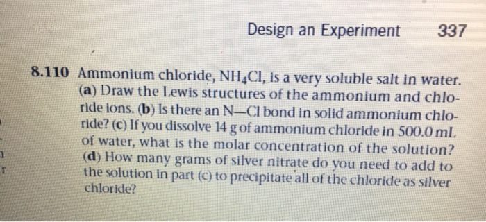 Solved Design an Experiment 337 8.110 Ammonium chloride, | Chegg.com