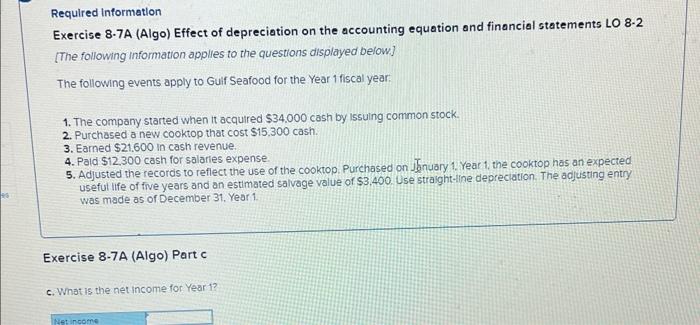 Solved Requlred Information Exercise 8.7A (Algo) Effect of | Chegg.com