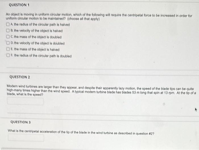Solved An object is moving in uniform circular motion, which | Chegg.com