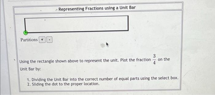 Solved Representing Fractions using a Unit Bar Partitions 3 | Chegg.com