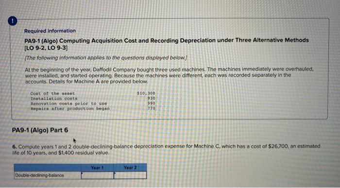 Solved Required information PA9-1 (Algo) Computing | Chegg.com